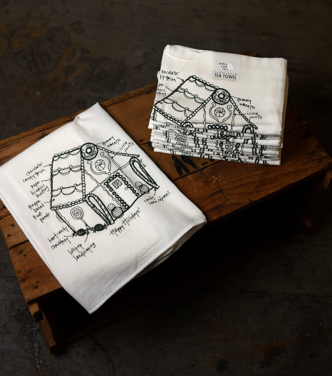 Gingerbread House Tea Towel – Girls Can Tell